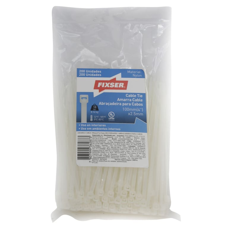 Cintillo Blanco Por 200 Unidades De 100mm x 2.5mm | Sodimac Falabella