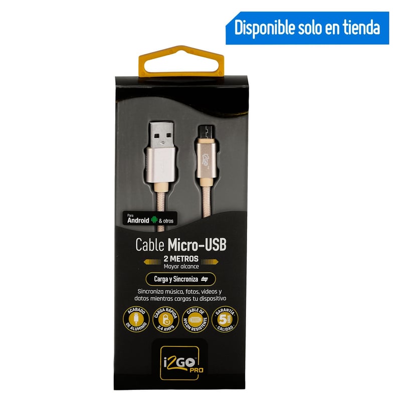 Cable Micro USB de Nylon 2m | Sodimac Falabella