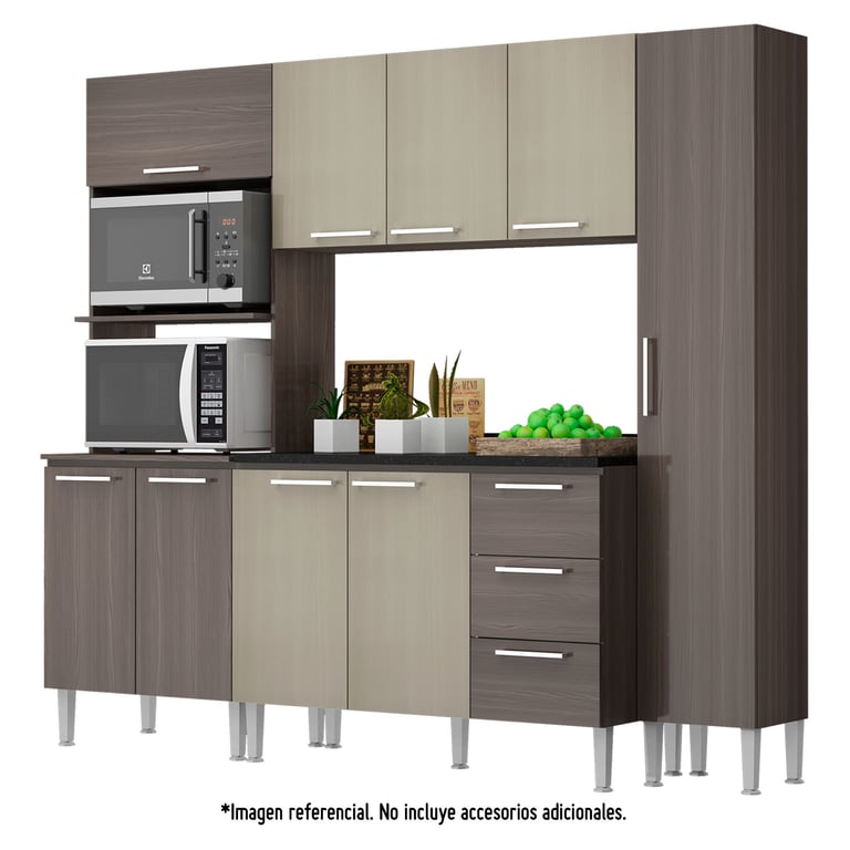 Mueble de Cocina Alice 225cm Crema/Marrón | Sodimac Perú