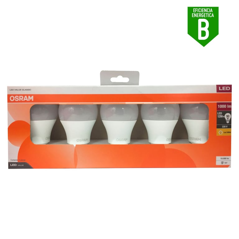 Pack x5 Foco LED 12w Luz Cálida E27 | Sodimac Falabella