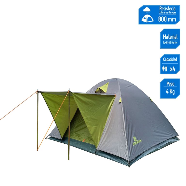 Carpa Iglú Domepack 4 Personas Klimber Plomo/Verde | Sodimac Falabella
