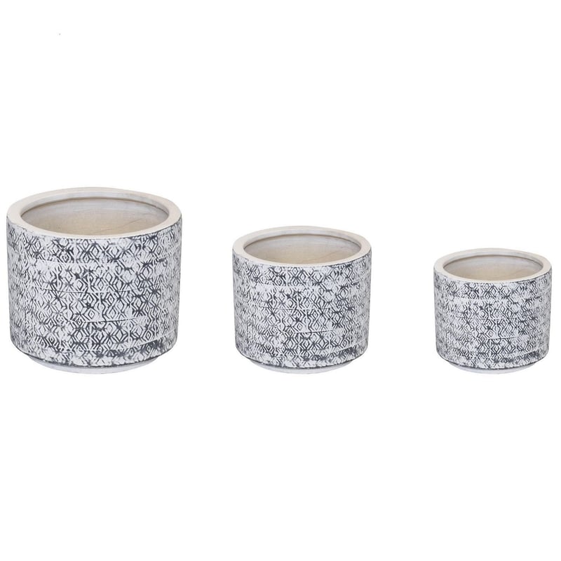 Set 3 Maceteros Manu Color Blanco/Negro | Sodimac Perú