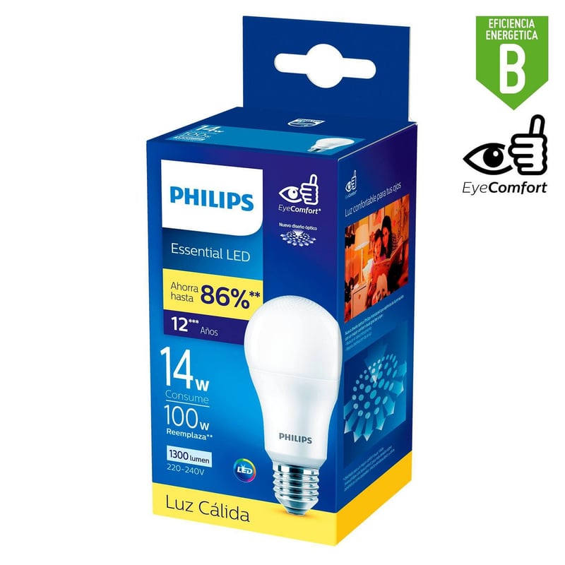 Foco Led Bulbo A65 E27 14W Luz Amarilla | Sodimac Falabella