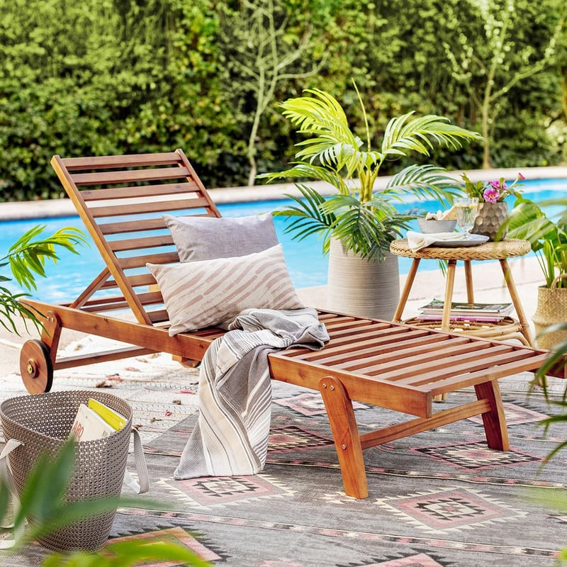 Reposera de Madera Acacia con Ruedas | Sodimac Perú