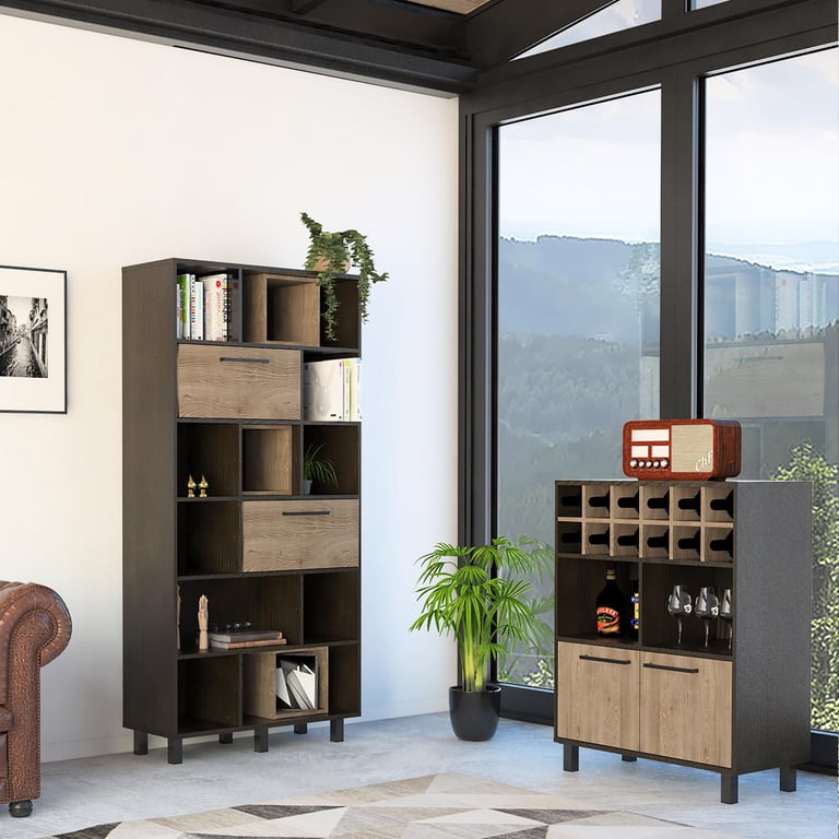 Combo Bar Cava + Estante Librero Kaia | Sodimac Falabella