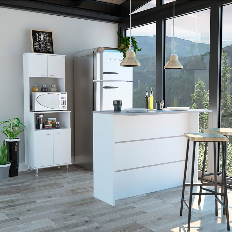 Combo Kitchen 15 Mueble Microondas + Barra de Cocina Blanco | Sodimac ...