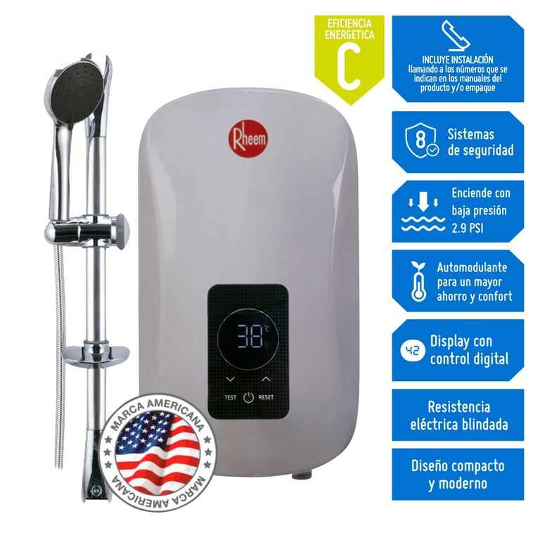Rapiducha Eléctrica Rheem Elegant Digital 4.5kW | Sodimac Falabella