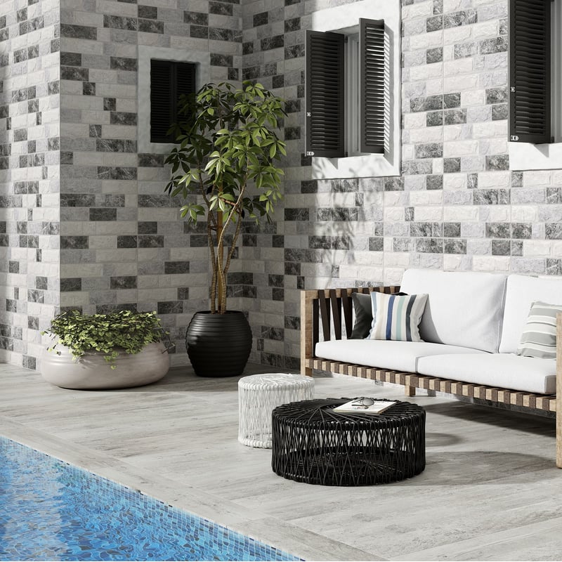 Revestimento Cerámico Alto Relieve Rock Gris 20x60cm para piso ...