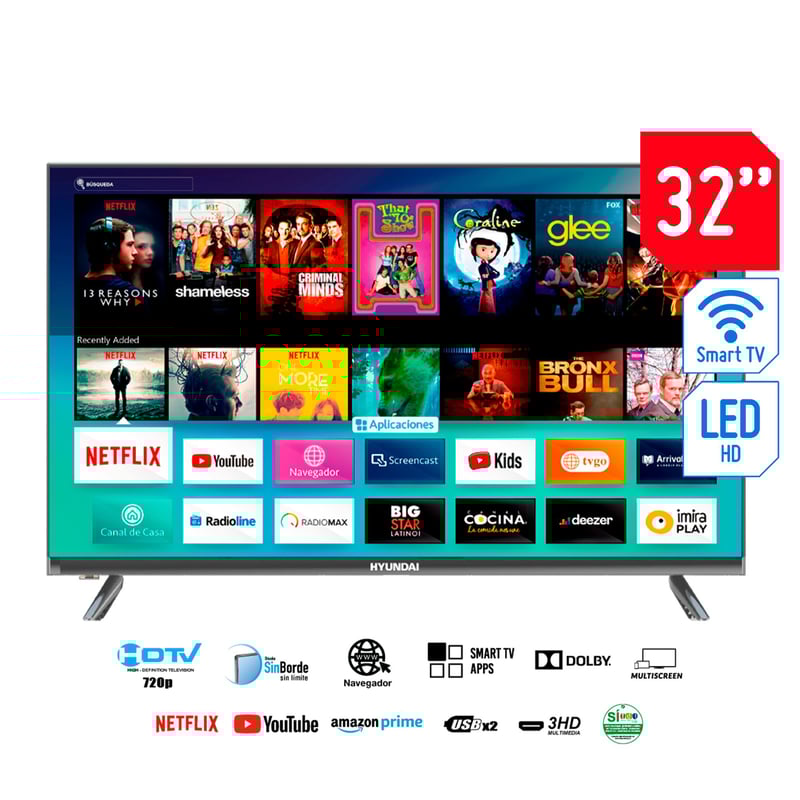Televisor Hyundai Smart TV HD 32'' HYLED3244NIM | Sodimac Falabella