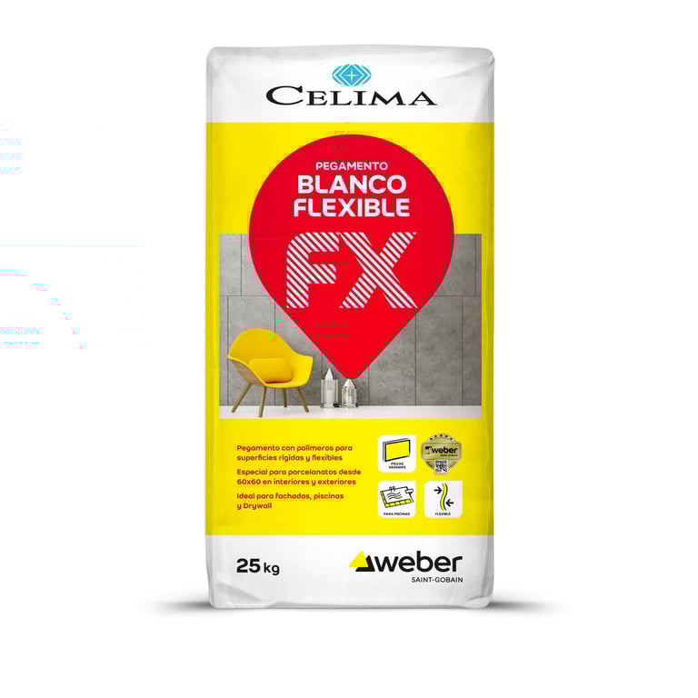 Pegamento para Cerámicas o Porcelanatos Celima Blanco Flexible 25kg ...