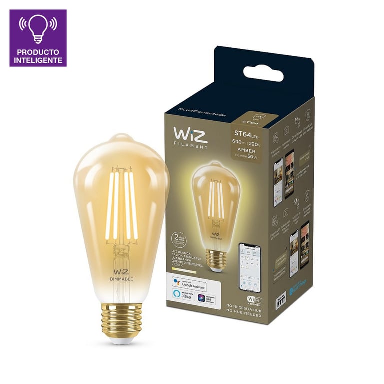 Foco Led Filament Wiz Wifi ST64 E27 6.9W Luz Cálida Ajustable | Sodimac ...