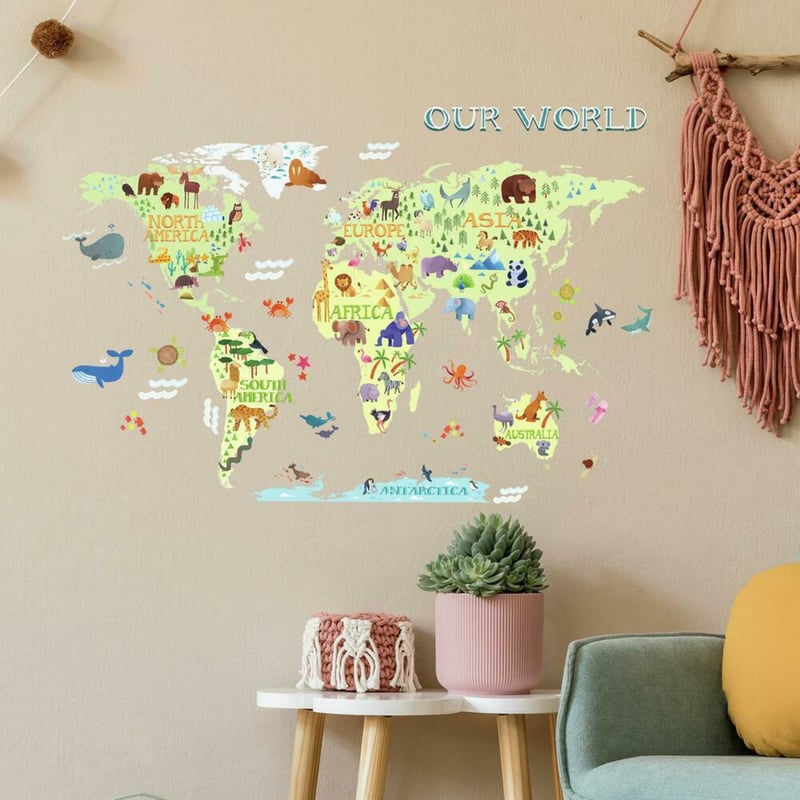 Stickers de Pared Mapa de Animales | Sodimac Falabella