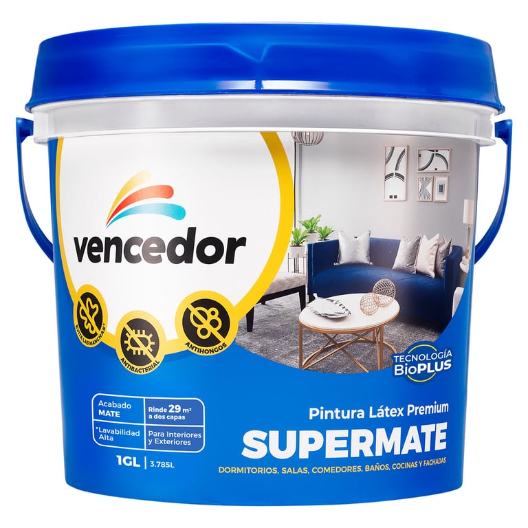Pintura Supermate Antibacterial Base Pastel 1GL | Sodimac Falabella