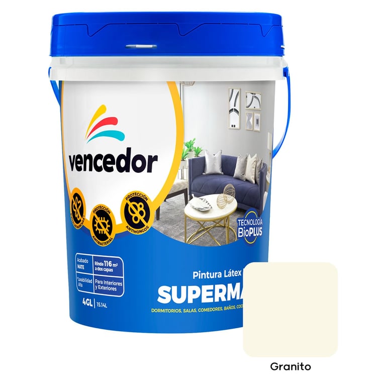 Pintura Supermate Antibacterial Granito 4GL | Sodimac Falabella