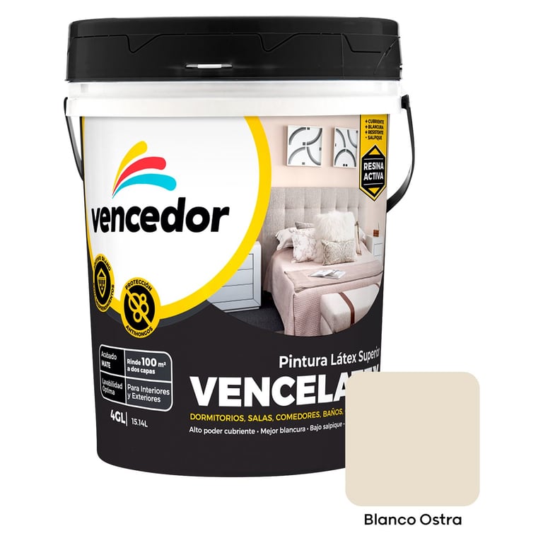 Pintura Vencelatex Mate Blanco Ostra 4GL | Sodimac Falabella