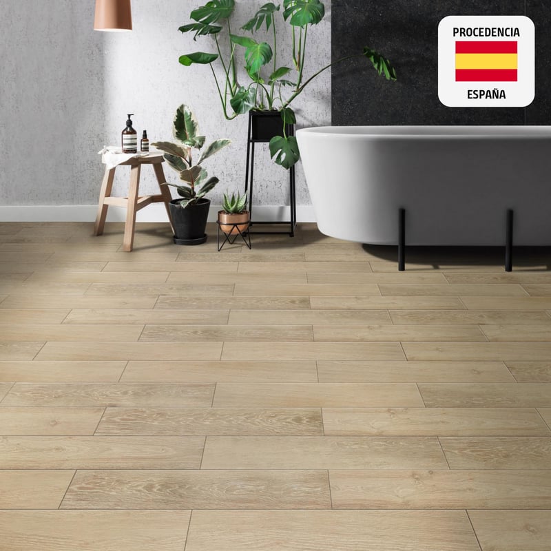 Porcelanato Arhus Paja Beige Maderado 23.3x120cm | Sodimac Perú
