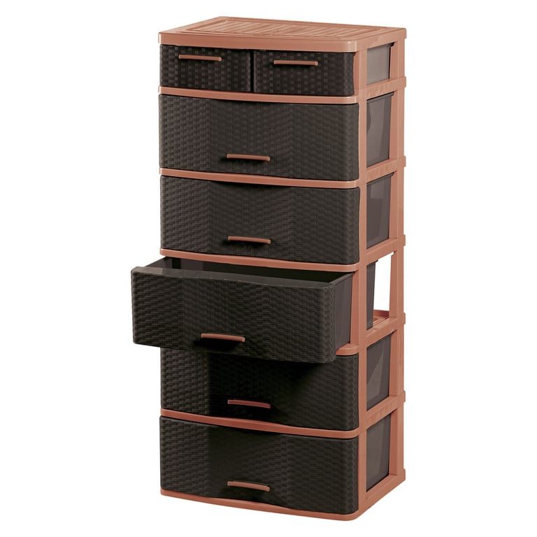 Cómoda Comodina Ratán 6 Cajones Cerezo Marrón | Sodimac Perú