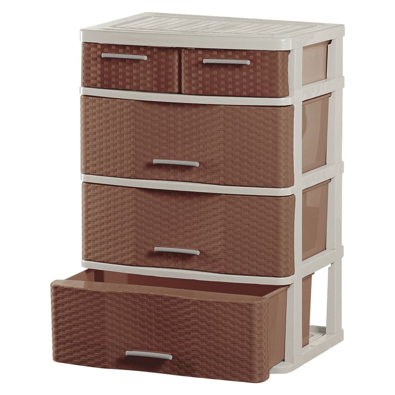 Cómoda Comodina Ratán 4 Cajones Beige Cerezo | Sodimac Falabella