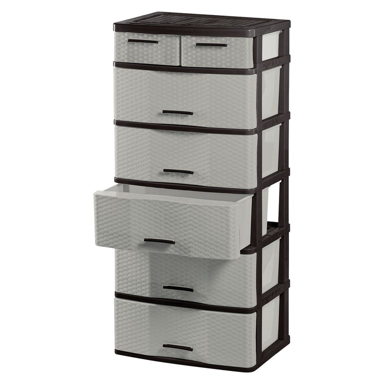 Cómoda Comodina Ratán 6 Cajones Marrón Beige | Sodimac Falabella