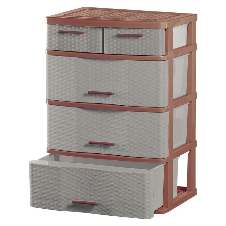 Cómoda Comodina Ratán 4 Cajones Cerezo Beige | Sodimac Falabella