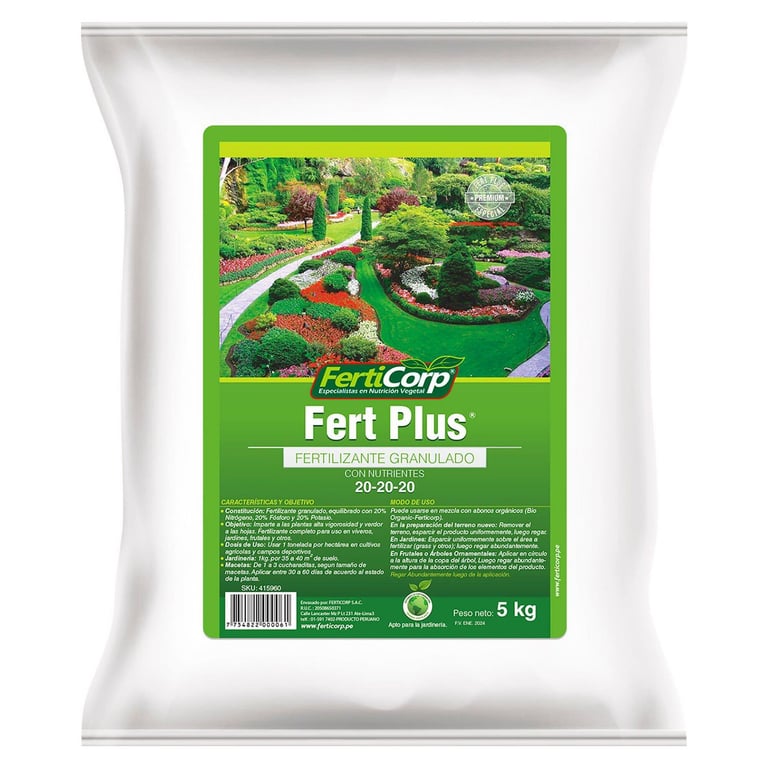 Fertilizante Ferti Plus 20-20-20 5kg Nitrógeno, fosforo y potasio 30 ...