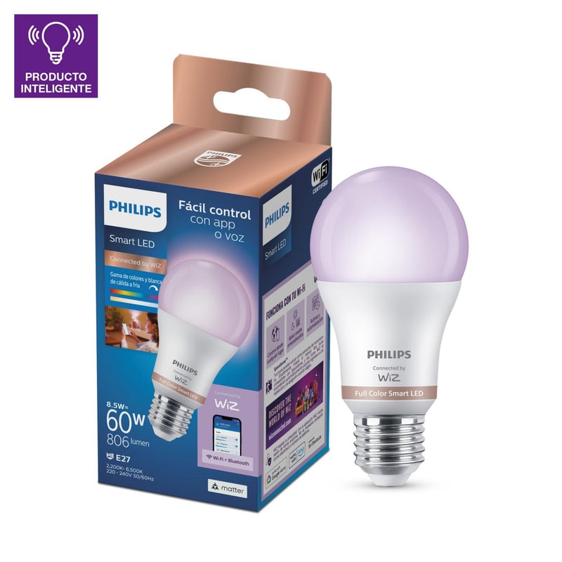 Foco LED Philips Wiz Bulbo Color 8W A60 | Sodimac Falabella