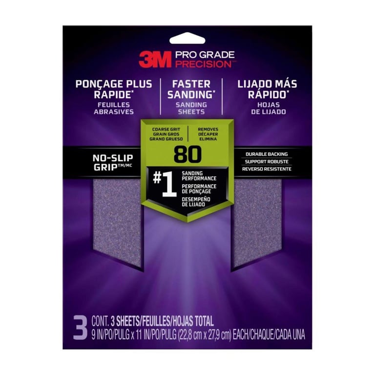 Lija 3M Pro Grade Precisión Grano 80 Lijado Pesado Pack x3 | Sodimac ...