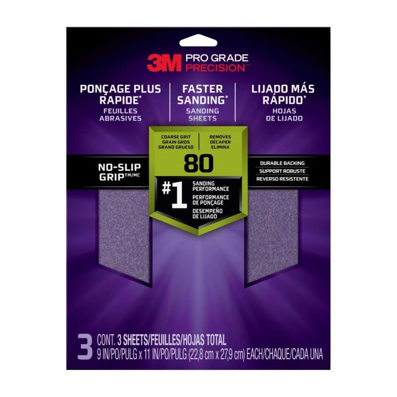 Lija 3M Pro Grade Precisión Grano 80 Lijado Pesado Pack x3 | Sodimac ...