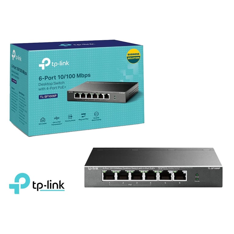 Switch TP-Link 6 Puertos 10/100mbps Con 4 Puertos Poe TL-SF1006P ...
