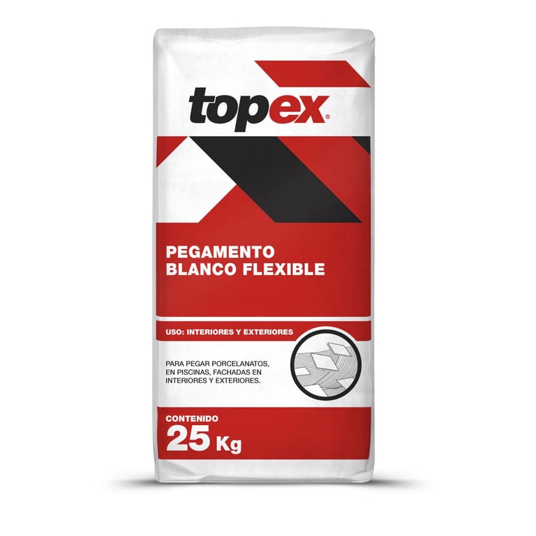 Pegamento para Porcelanatos Topex Blanco Flexible 25kg | Sodimac Falabella
