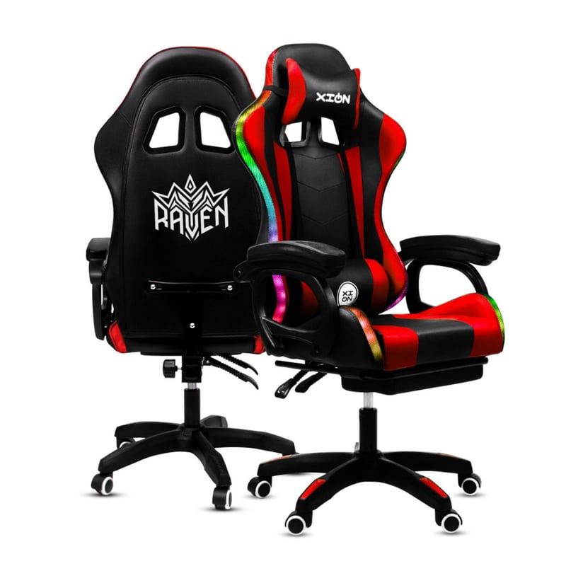 Silla Gamer Raven RGB Rojo | Sodimac Falabella