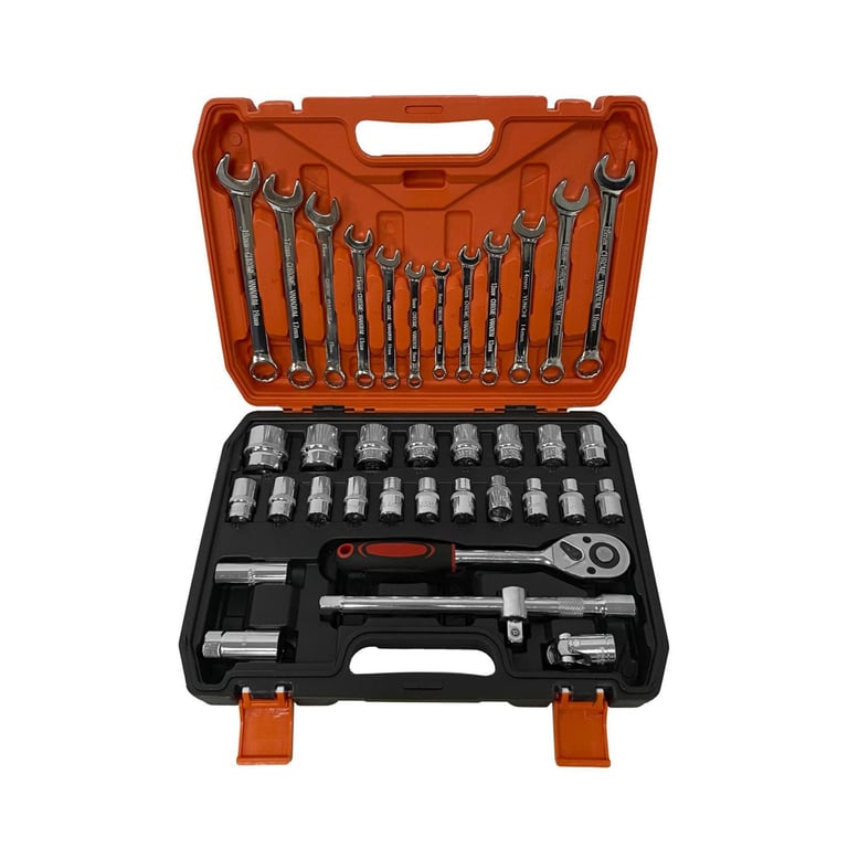 Juego de Llaves Ratchet + Dados 1/2" + Accesorios ASAKI 37 Piezas | Sodimac Falabella