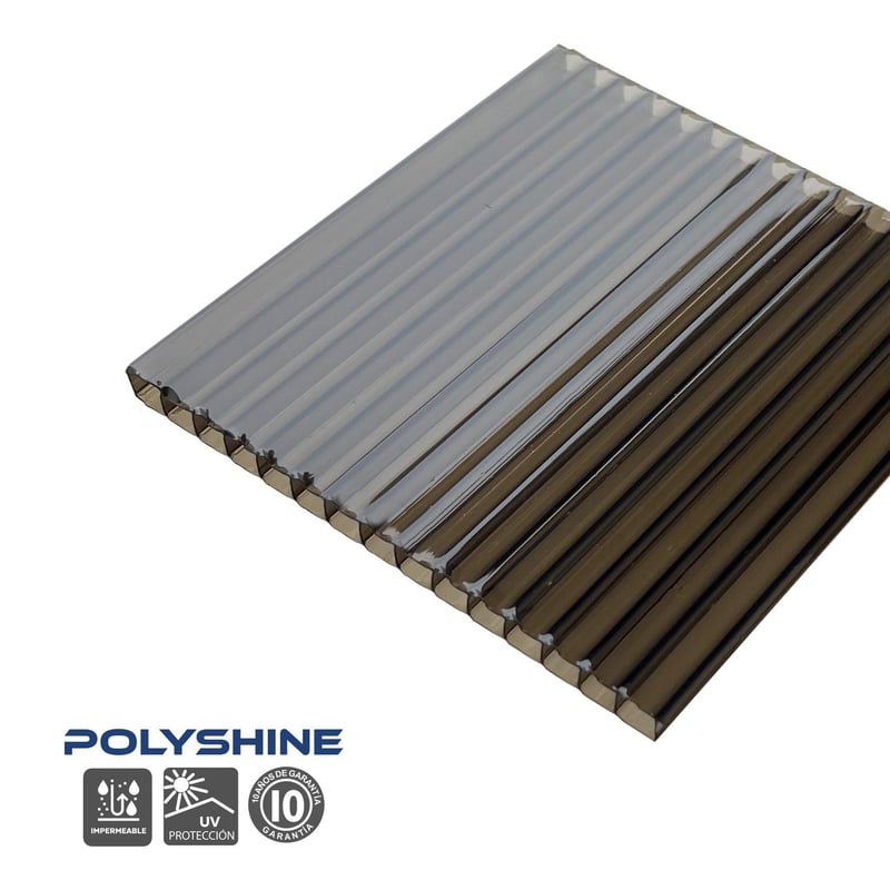 Techo de Policarbonato Alveolar Bronce 2.10m x 11.60m x 5.5mm Polyshine ...