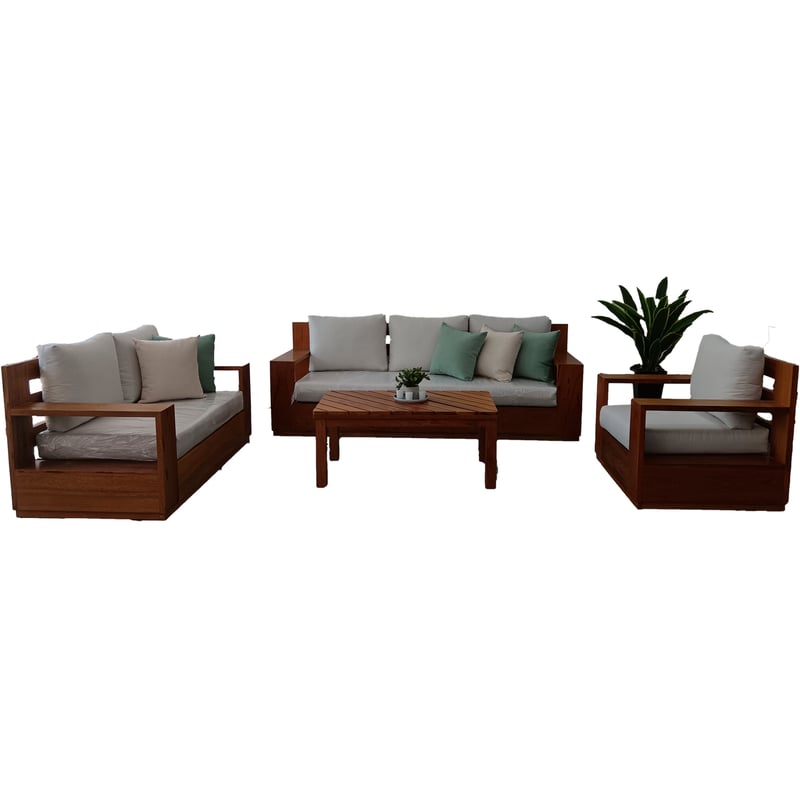 Juego Living de Terraza Liro 6 Personas Madera Natural | Sodimac Falabella