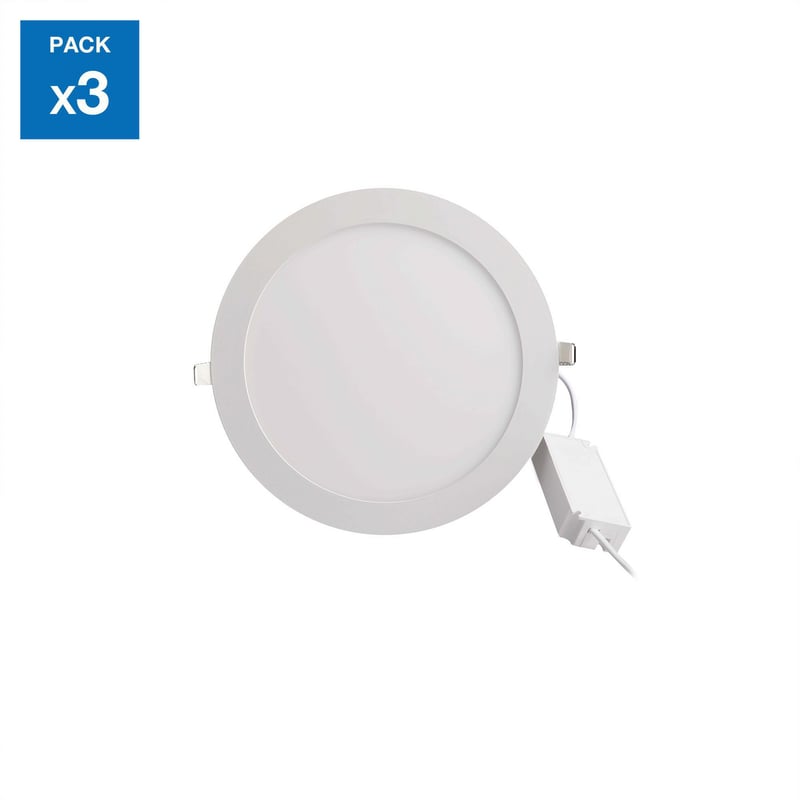 Pack 3 Panel LED Empotrado Circular Luz Cálida 18W | Sodimac Perú