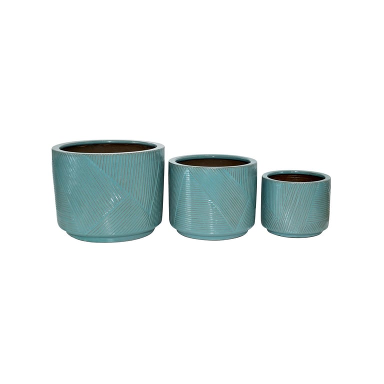 Set x3 Maceteros Milos Celeste/Gris | Sodimac Perú