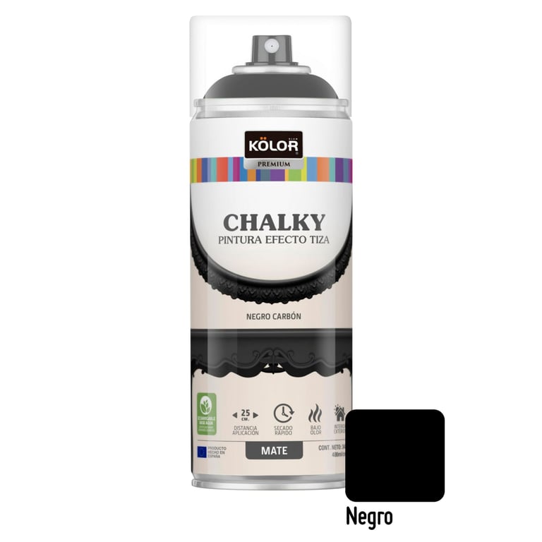 Kolor Chalky Spray Negro Carbón 400Ml | Sodimac Falabella