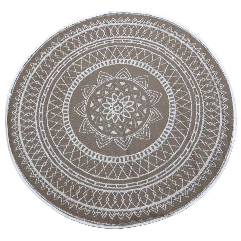 Alfombra de Terraza Redonda Boho Taupe/Blanco 180cm | Sodimac Falabella