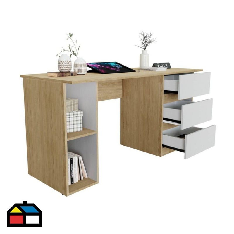 Escritorio Calgary 2 Repisas 3 Cajones | Sodimac Falabella