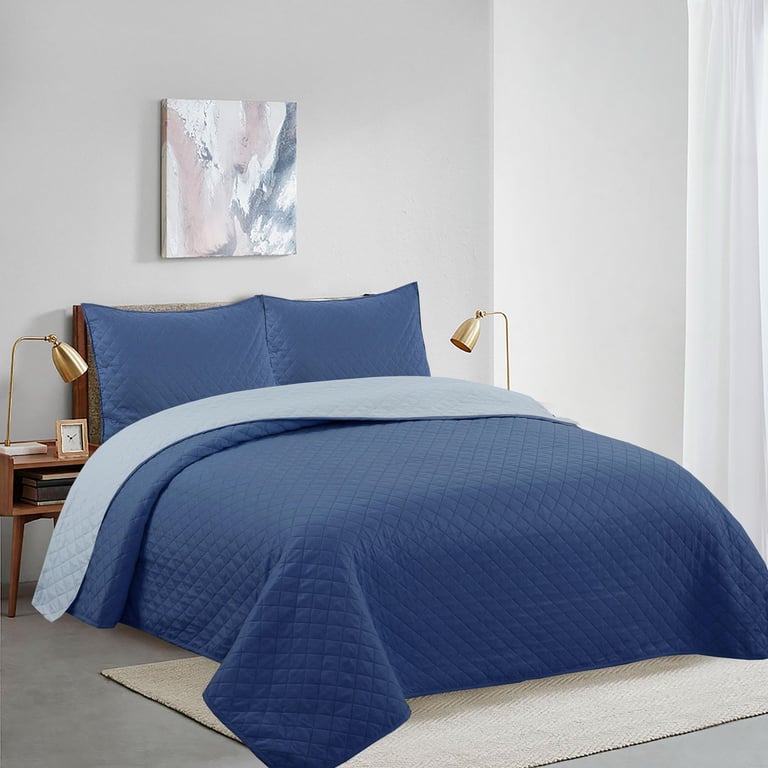 Cubrecama Bicolor Promo Azul 2P | Sodimac Falabella