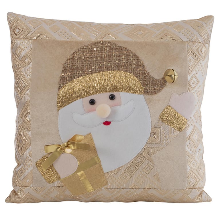 Cojín Santa Claus Dorado Navidad 38x38cm | Sodimac Falabella