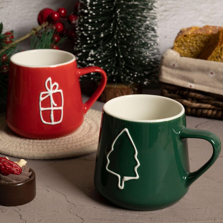 Set 2 Tazas Navidad Rojo/Verde | Sodimac Falabella