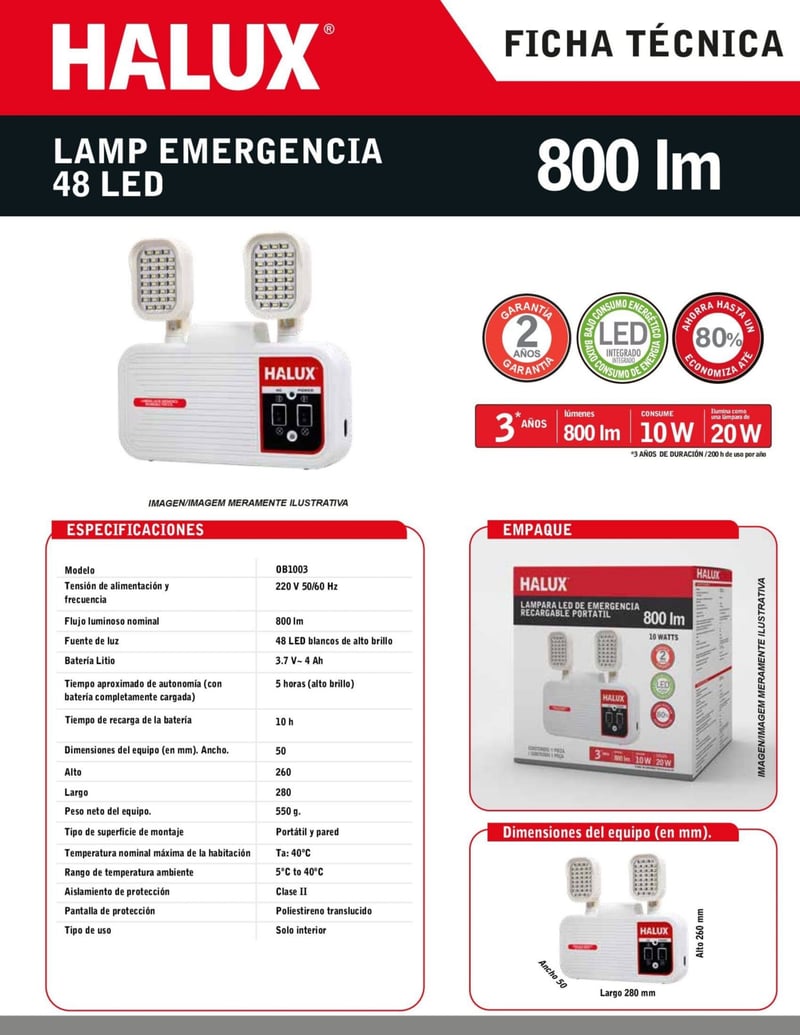 Lámpara de Emergencia 48 LED 800LM Halux | Sodimac Falabella Lámpara de Emergencia 48 LED 800LM Halux | Sodimac Falabella
