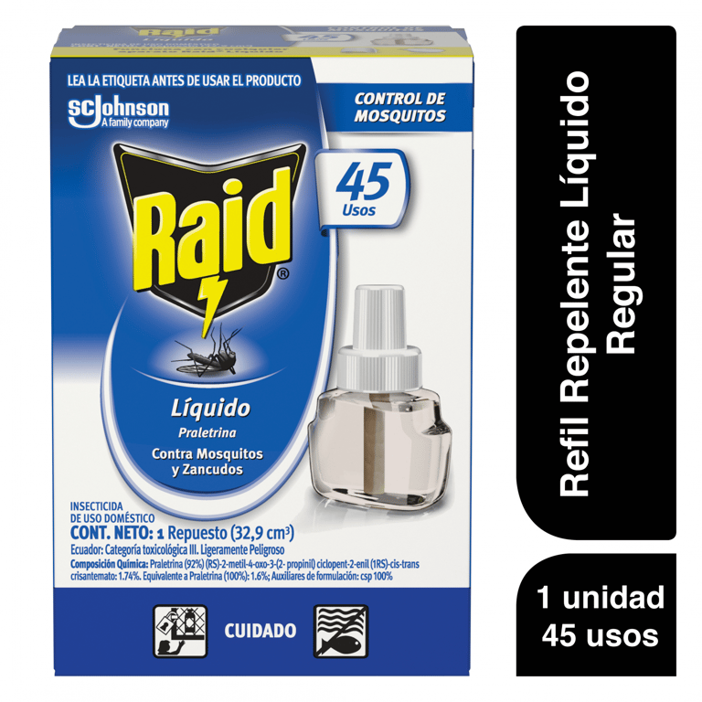 Refil Repelente Liquido Raid 45 Usos Envase 35 mL | Tottus Perú