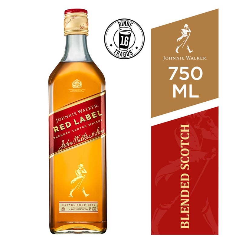 Whisky Johnnie Walker Red Label Botella 750ml | Tottus Perú