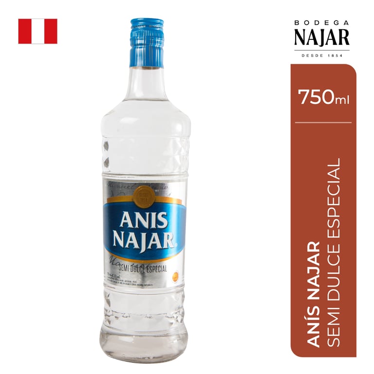 Licor Najar Anís Azul Botella 750 mL | Tottus Perú