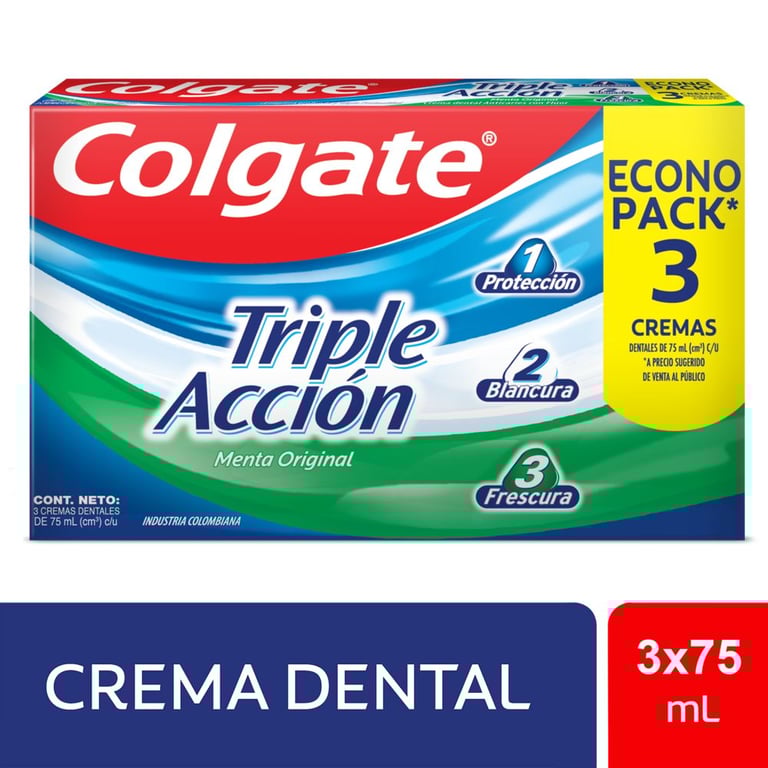 Crema Dental Colgate Triple Acción Pack 3 Cajas 75 g | Tottus Perú