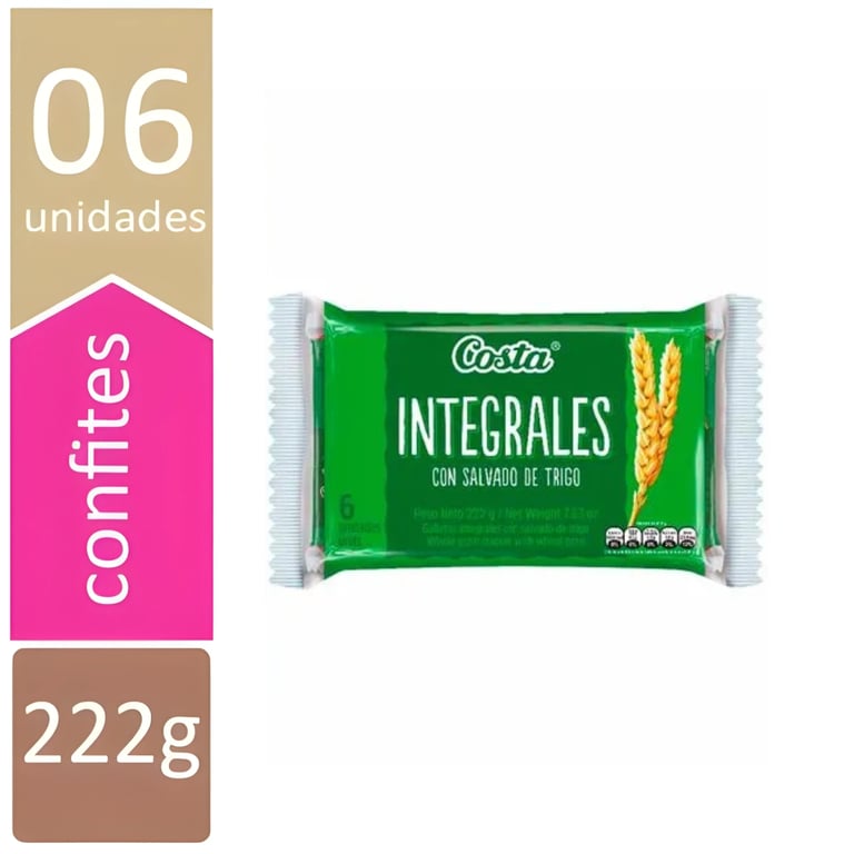 Galleta Integrales con Salvado de Trigo Costa 6 Unidades | Tottus Perú