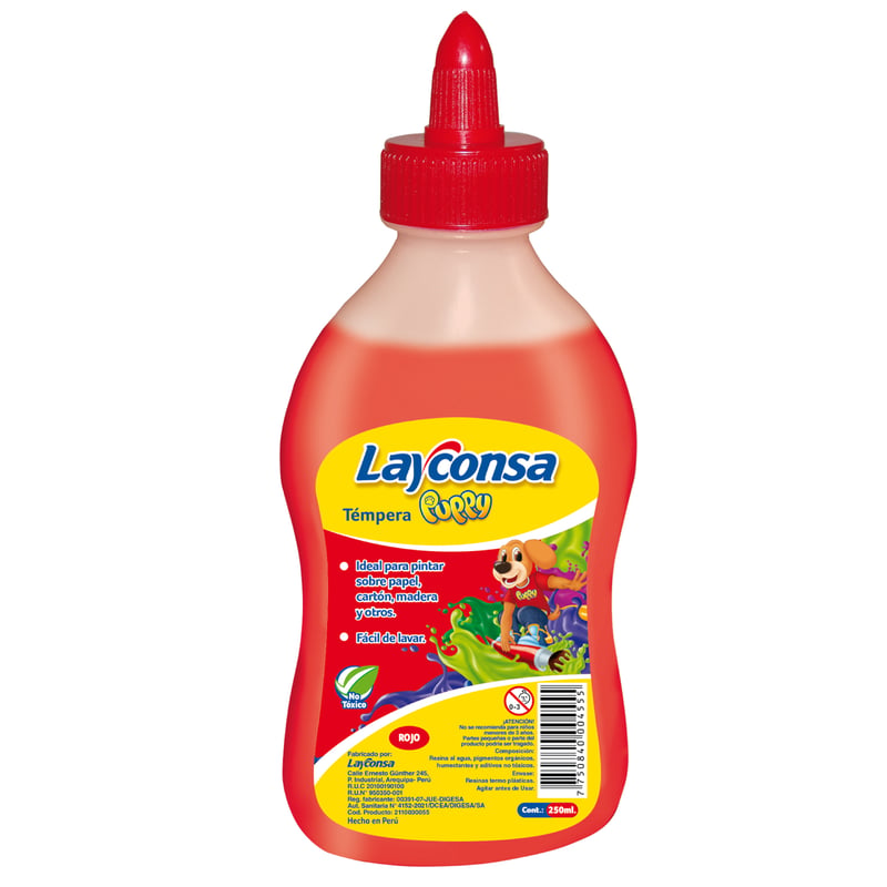 Témpera Layconsa Roja Con Dispensador Envase 250 cc | Tottus Perú