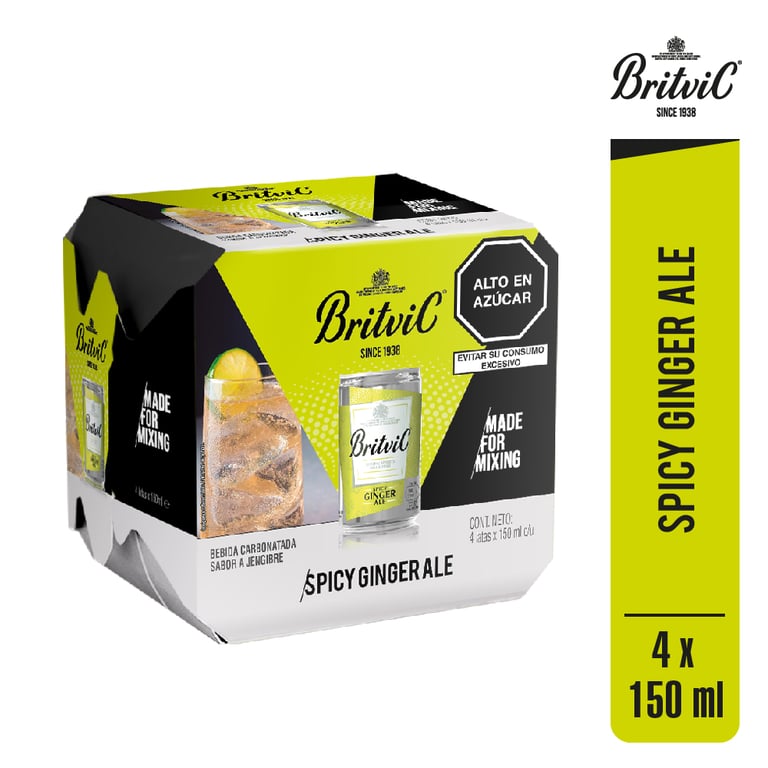 Four Pack Ginger Ale Britvic Lata 150mL | Tottus Perú